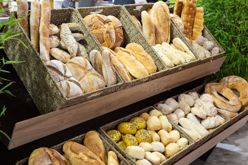 Assortment of Various Types of Italian Bread in a Bakery Stock Photo ...