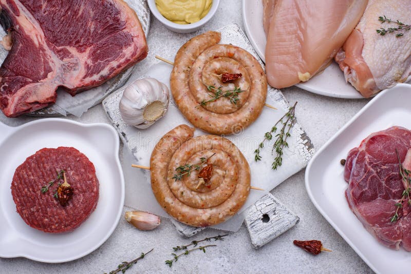 Assortment of Various Types of Meat Stock Image - Image of fresh, sauce ...