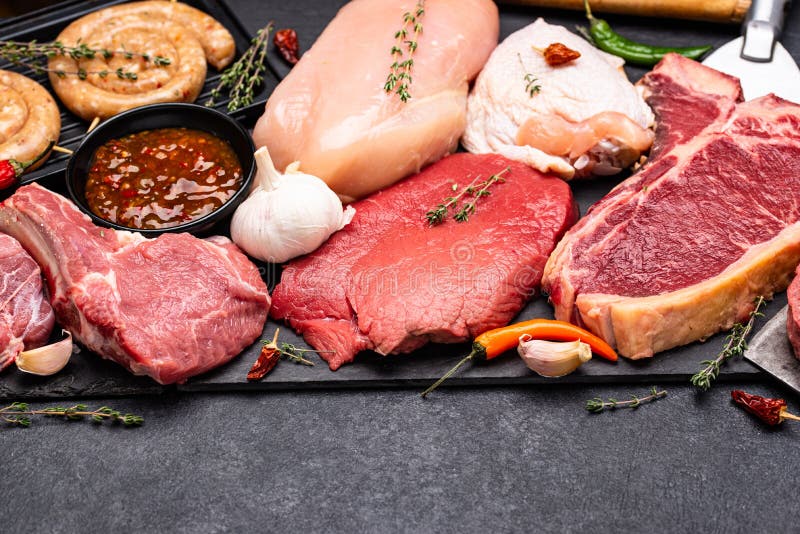 Assortment of Various Types of Meat Stock Photo - Image of uncooked ...