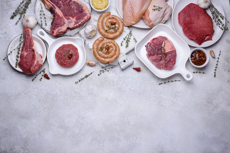 Assortment of Various Types of Meat Stock Image - Image of sauce, pork ...