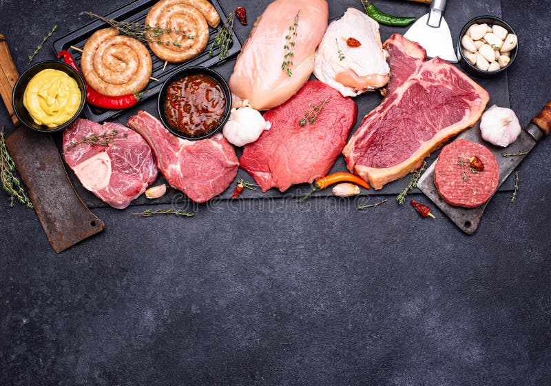 Assortment of Various Types of Meat Stock Image - Image of tenderloin ...