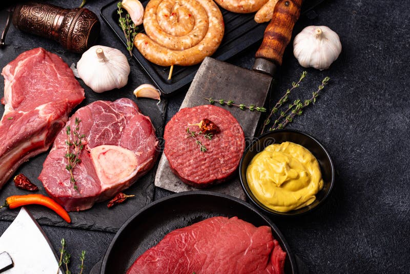 Assortment of Various Types of Meat Stock Photo - Image of background ...
