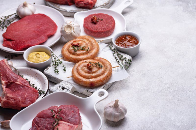 Assortment of Various Types of Meat Stock Image - Image of meal, herbs ...