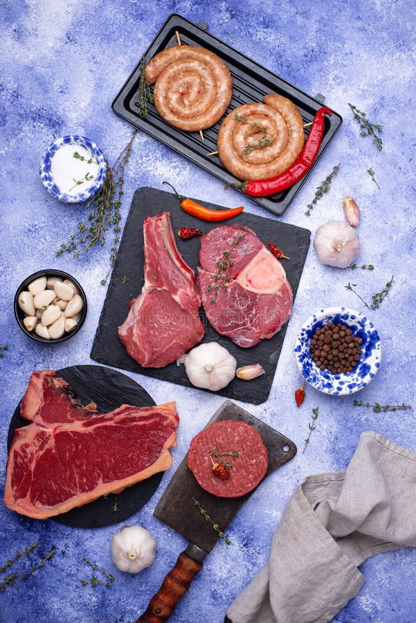 Assortment of Various Types of Meat Stock Photo - Image of tbone ...