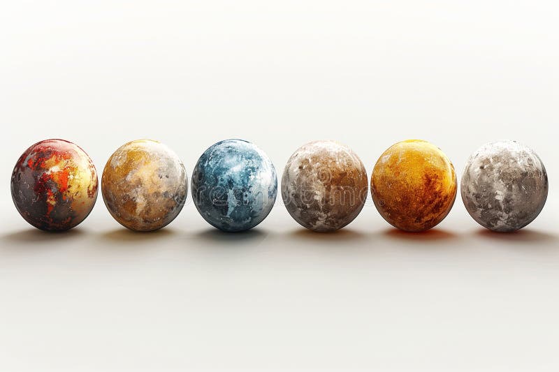 Assortment of Variously Colored Marbles Lined Up on a White Surface ...