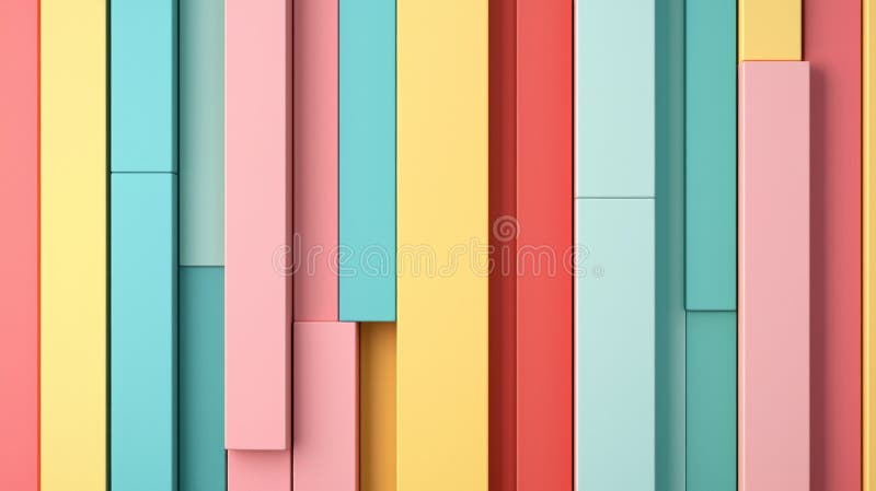 Assortment of Vertical Rectangles in Bright Pastel Colors are Staggered ...