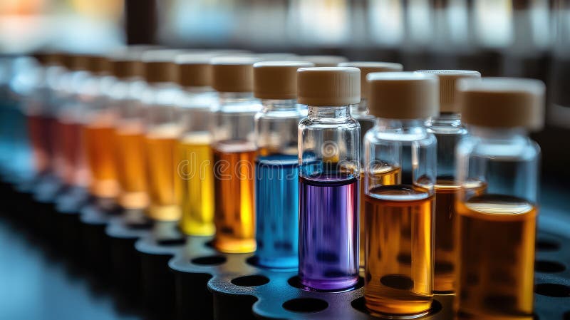 Assortment of Vials with Various Colored Liquids - Vibrant Collection ...