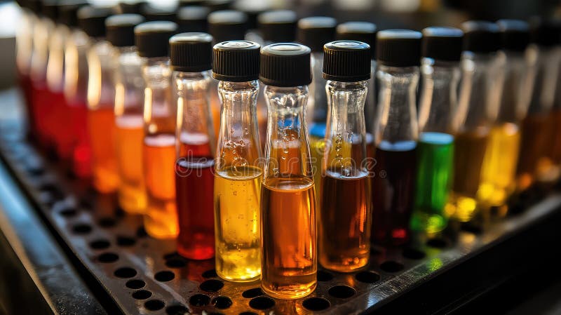 Assortment of Vials with Various Colored Liquids - Vibrant Collection ...