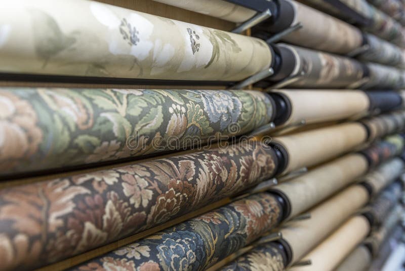 Assortment of Wallpaper in Rolls in the Store. Interior Design and ...