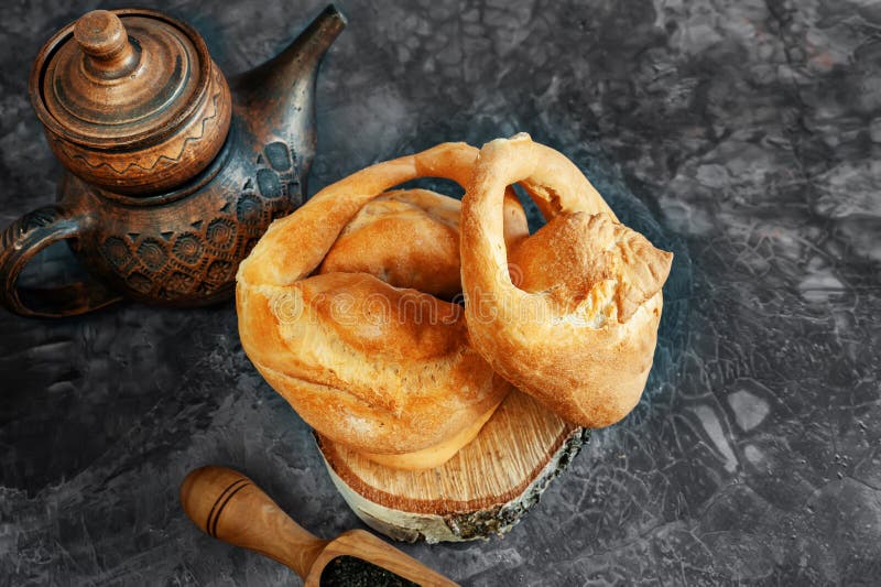 Assortment of White Bread. Kalach and Challah Made of Wheat Flour on ...