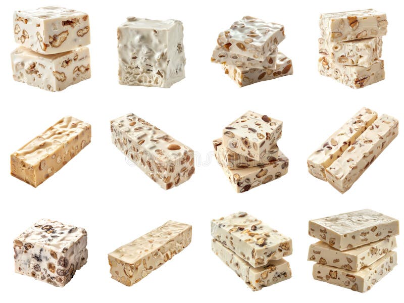 Assortment of White Chocolate and Nut Nougat Bars Stock Illustration ...