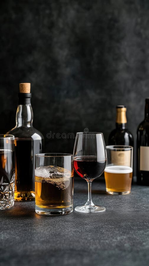 An Assortment of Wine Bottles and Glasses Showcases Different Types and ...