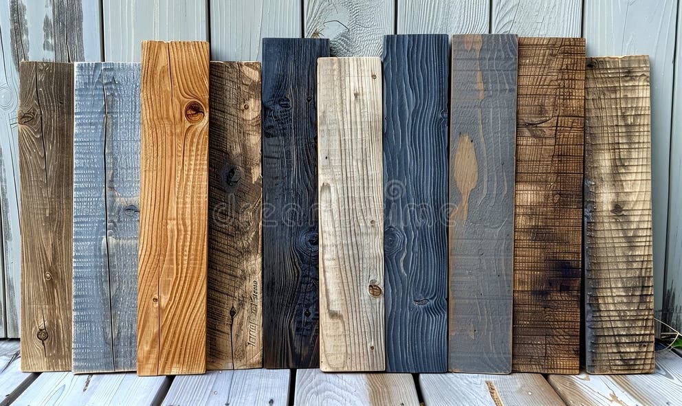 An Assortment of Wood Samples Lined Up, Displaying a Range of Natural ...