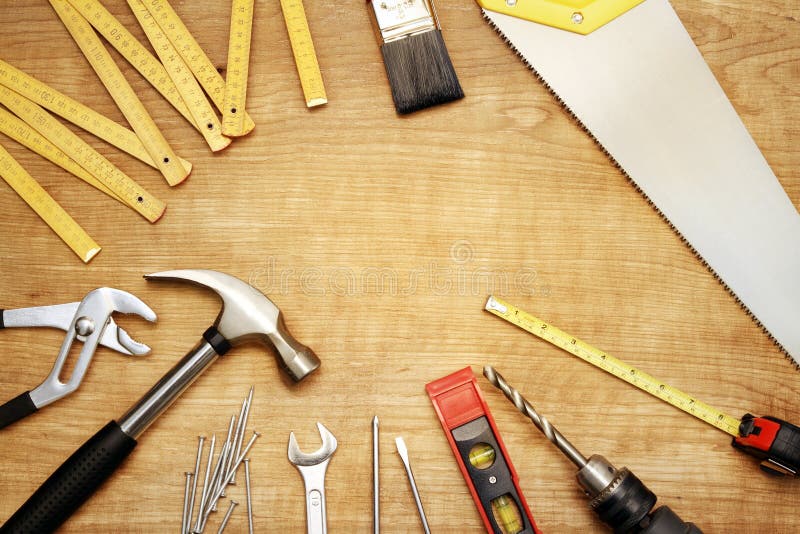 Assortment of Wood Working Tools Stock Image - Image of items, studio ...