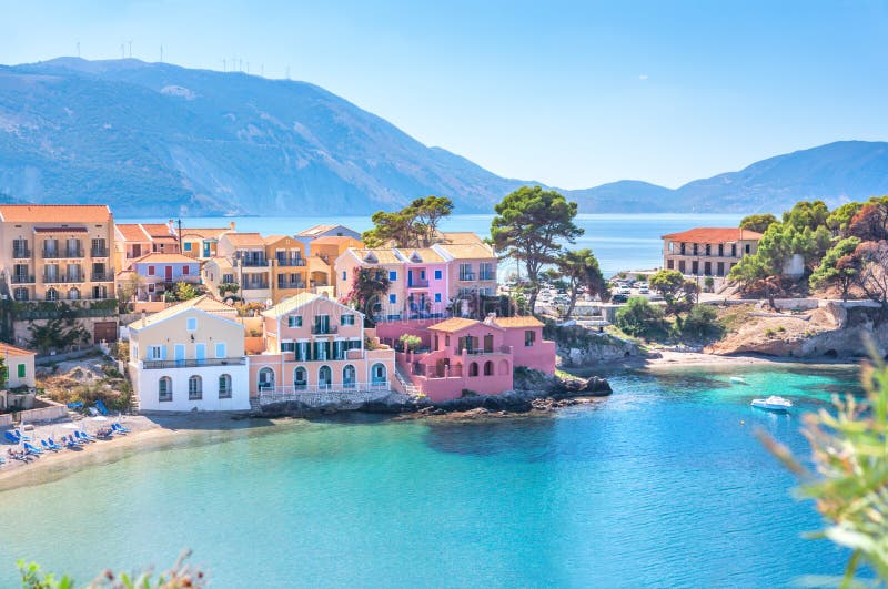 Assos village in Kefalonia stock photo. Image of port - 243727096