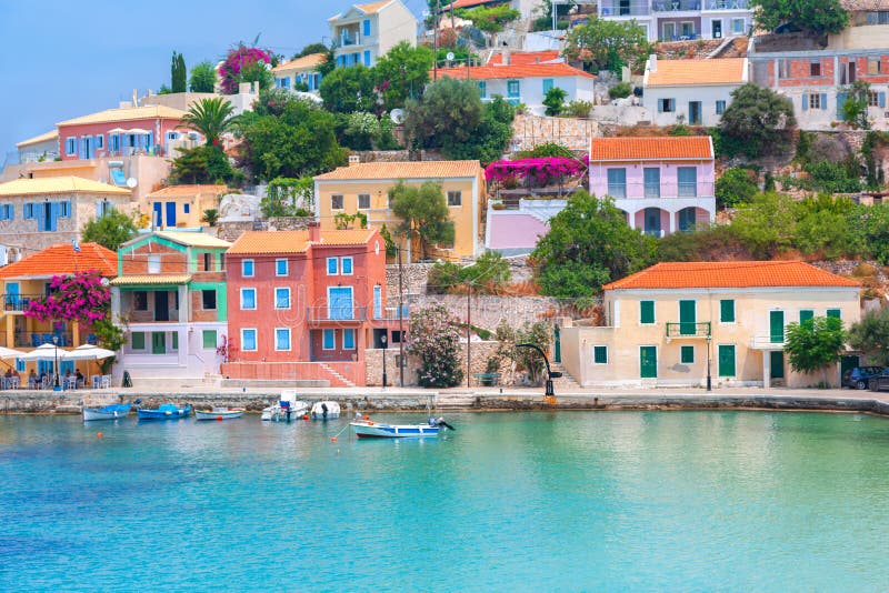 Assos village in Kefalonia stock photo. Image of kefalonia - 254089708