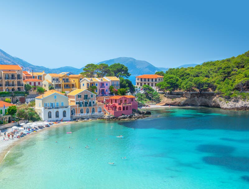 Assos village in Kefalonia stock photo. Image of island - 278007142