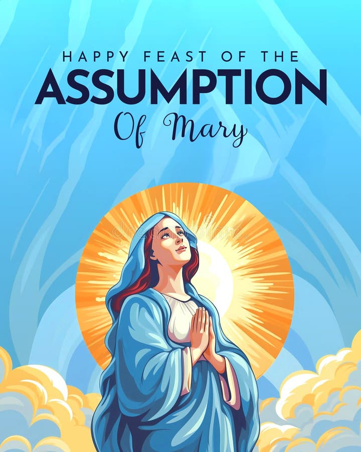Assumption Of Mary Illustration With Feast Of The Blessed Virgin Stock Illustration