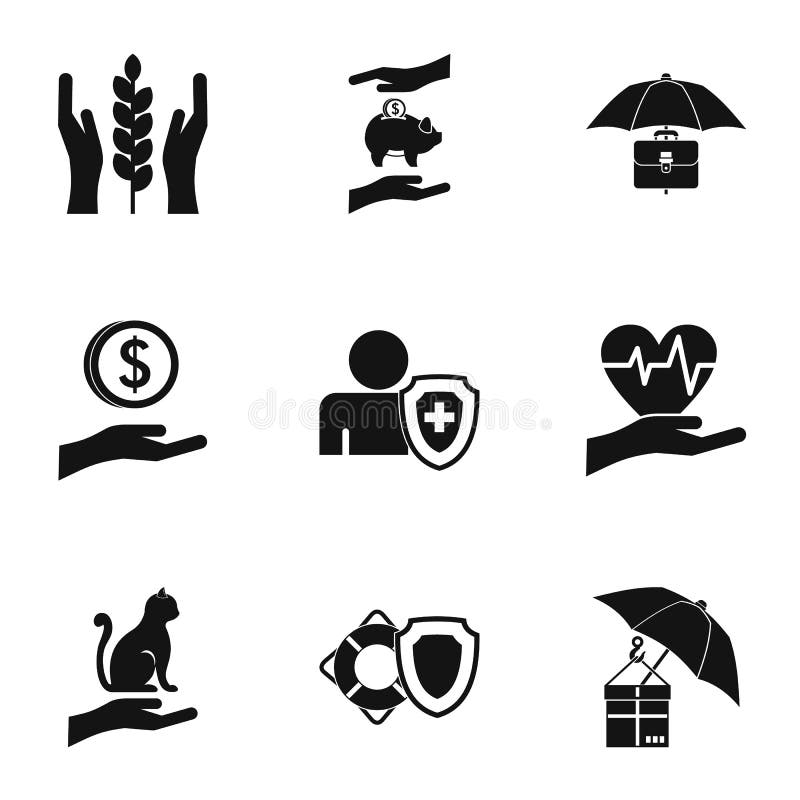 Assurance Icons Set, Simple Style Stock Illustration - Illustration of ...