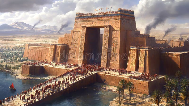 Assyrian Civilisation City Gate Illustration Stock Illustration ...