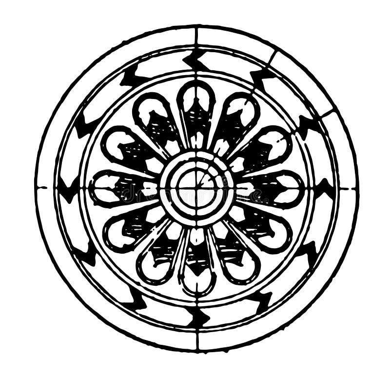 Assyrian Ornament Is A Winged Disk Motive Vintage Engraving Stock Vector Illustration Of