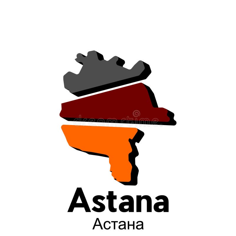 Astana Map Vector Illustration Modern, Illustrated Map of Kazakhstan ...