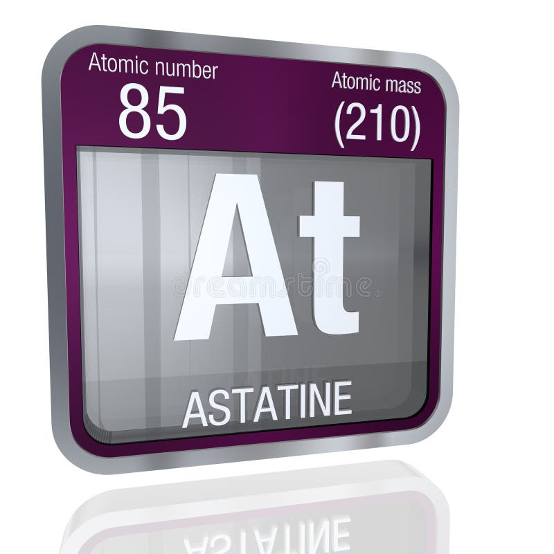 Astatine Symbol in Square Shape with Metallic Border and Transparent ...