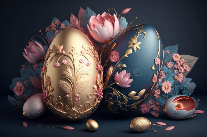 Aster Eggs Decorated. Many Colorful Easter Eggs with Flowers. Wallpaper ...