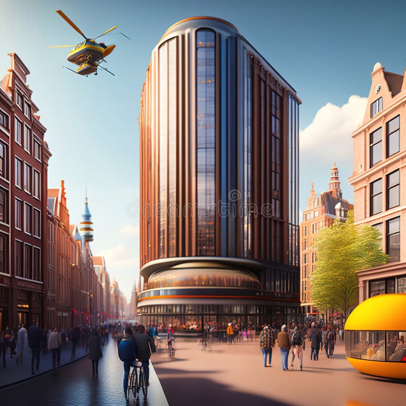 Asterdam of the Future - 3000 Year, City View, Ai Stock Illustration ...