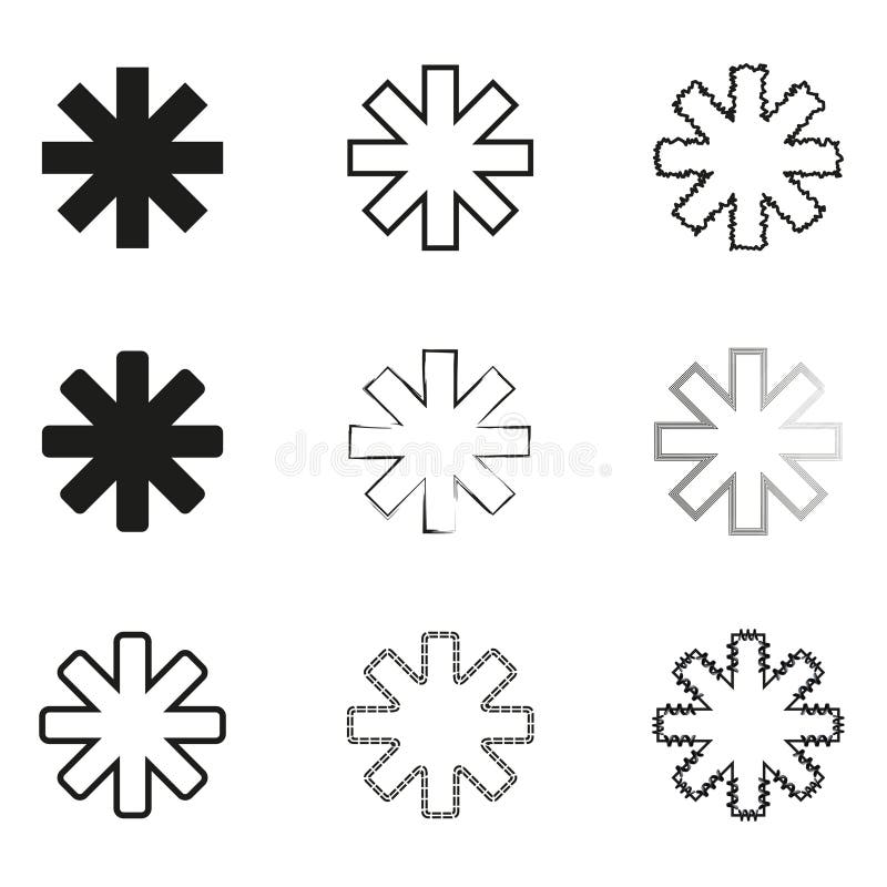 Asterisk, Star Icon Set. Vector Illustration. EPS 10 Stock Vector ...