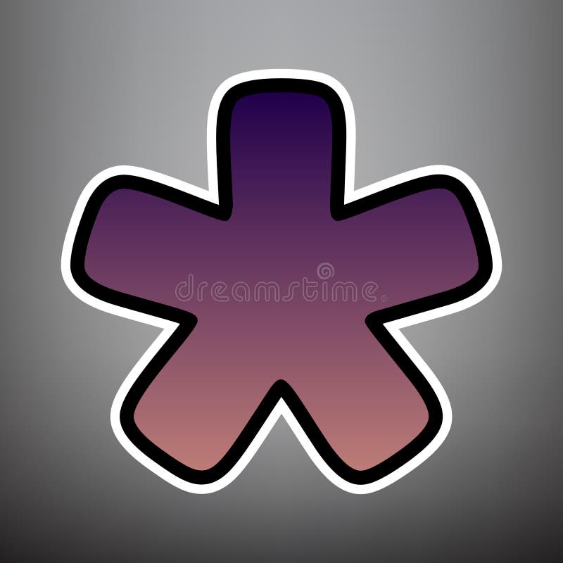 Asterisk Star Sign. Blue To Green Gradient Icon with Four Roughen ...