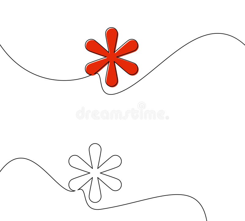 Asterisk Symbol in Minimalist Continuous Line Style Stock Vector ...