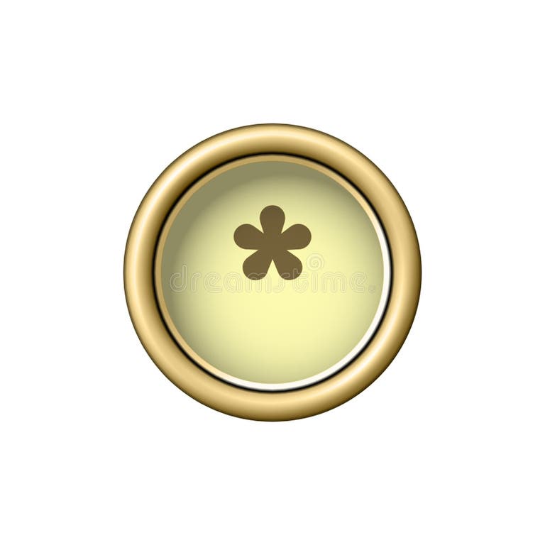 Asterisk Symbol. Vintage Golden Typewriter Button Isolated on White ...