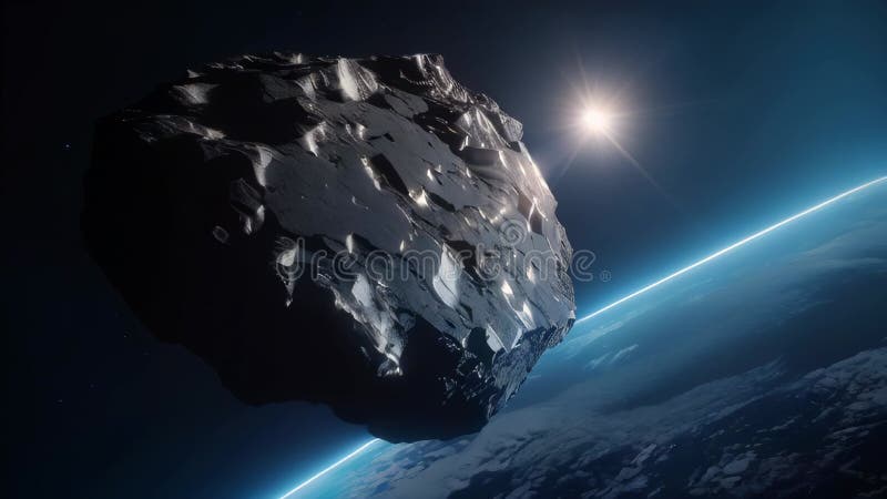 Asteroid Close-up in Deep Space Stock Video - Video of generated ...