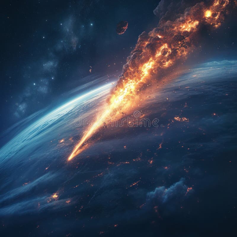 Asteroid Colliding with the Earth Stock Photo - Image of earthquake ...