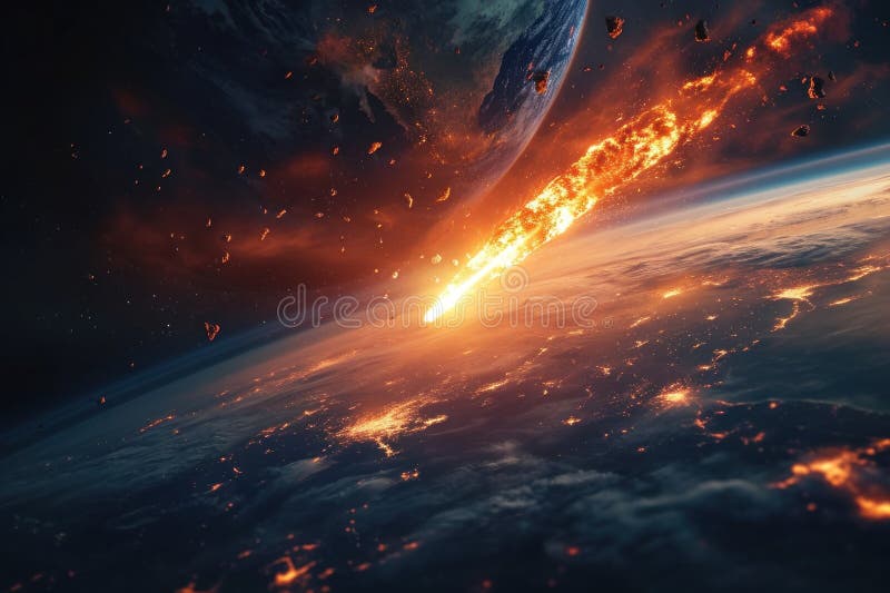 Asteroid Colliding with the Earth Stock Photo - Image of cataclysm ...
