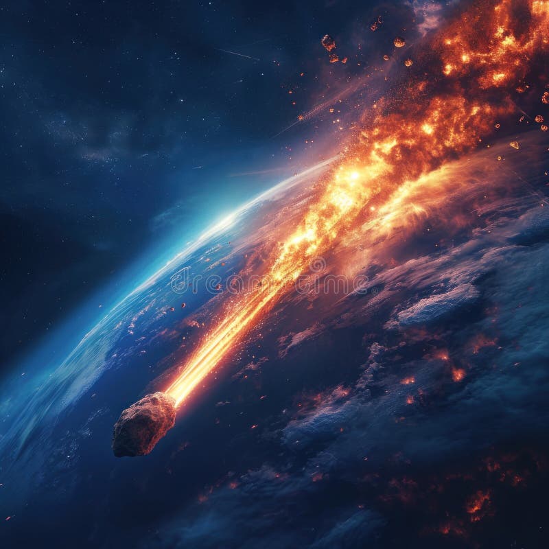 Meteor Impact with Earth, Fireball Asteroid in Collision with Planet ...