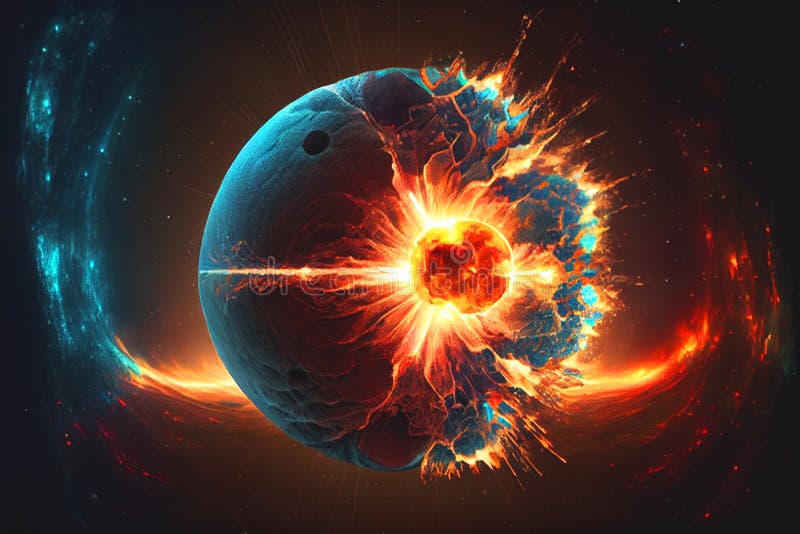 Asteroid Comet Smashing into Planet Stock Illustration - Illustration ...