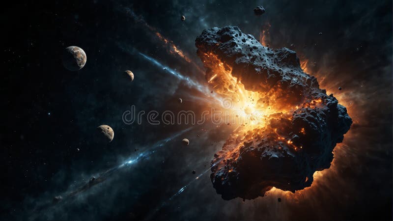 Asteroid Cosmic Energy Explosion on Space Ai Generated Stock ...