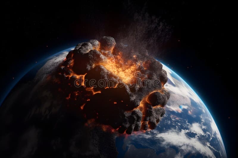 An Asteroid Crashes into Planet Earth. Generative Ai Stock Photo ...