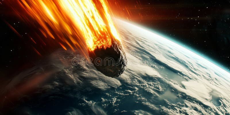 An Asteroid Crashing into Earth Stock Illustration - Illustration of ...