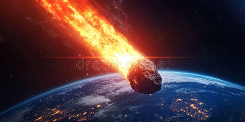 An Asteroid Crashing into Earth Stock Illustration - Illustration of ...