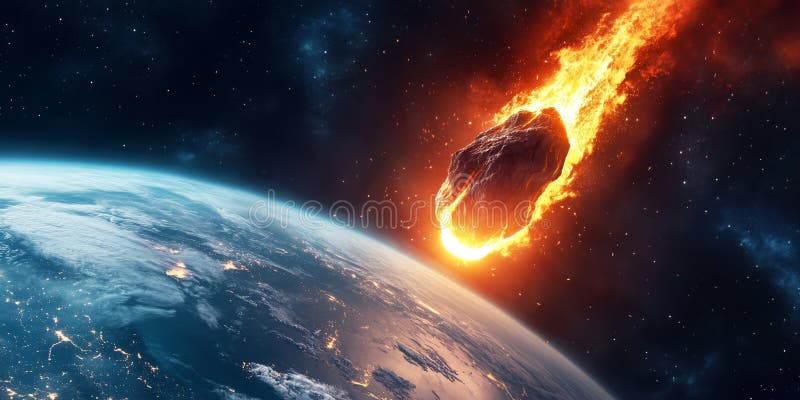 An Asteroid Crashing into Earth Stock Illustration - Illustration of ...