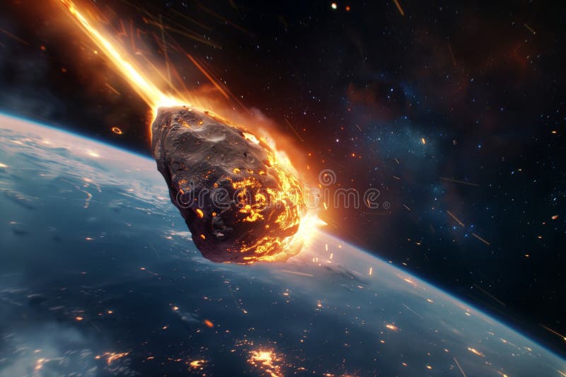 An Asteroid Crashing into Earth Stock Illustration - Illustration of damage, collision: 329943869