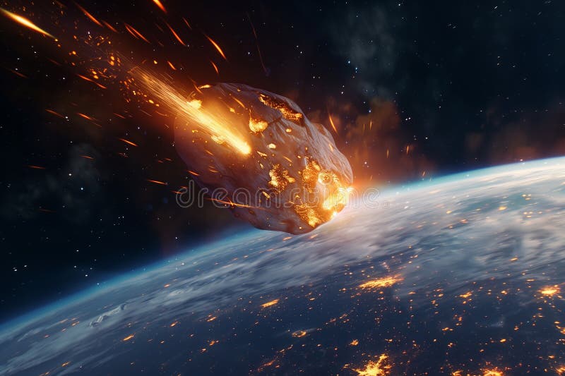 An Asteroid Crashing into Earth Stock Illustration - Illustration of ...