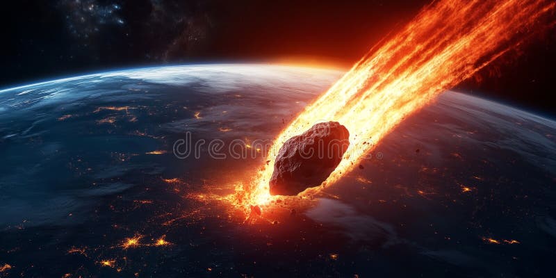 An Asteroid Crashing into Earth Stock Illustration - Illustration of ...