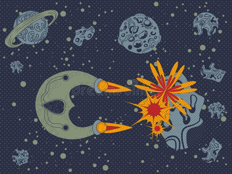 Asteroid destroyer stock vector. Illustration of waste - 85246021