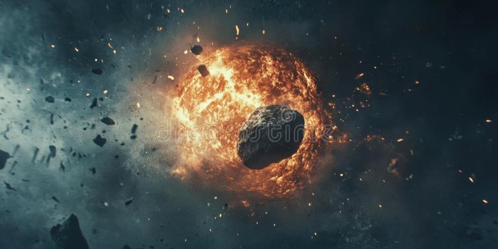 Asteroid Explosion Creates Fiery Destruction and Cosmic Event Stock ...