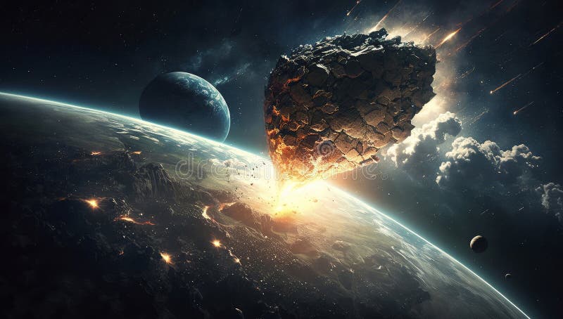 An Asteroid Falls To Earth. Stock Image - Image of asteroid, global ...