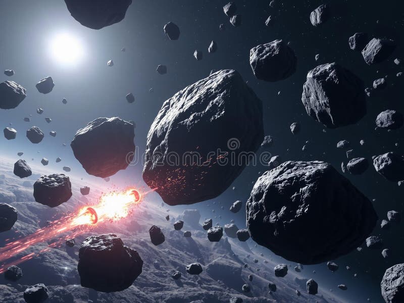 Asteroid Field Collision: a Dramatic Space Rock Impact Stock ...